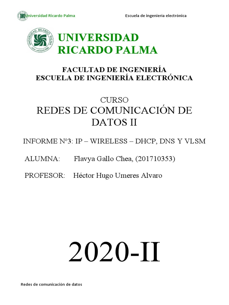 Laboratorio 03 - Redes II - Gallo | PDF | Dirección IP | Enrutador (Computación)