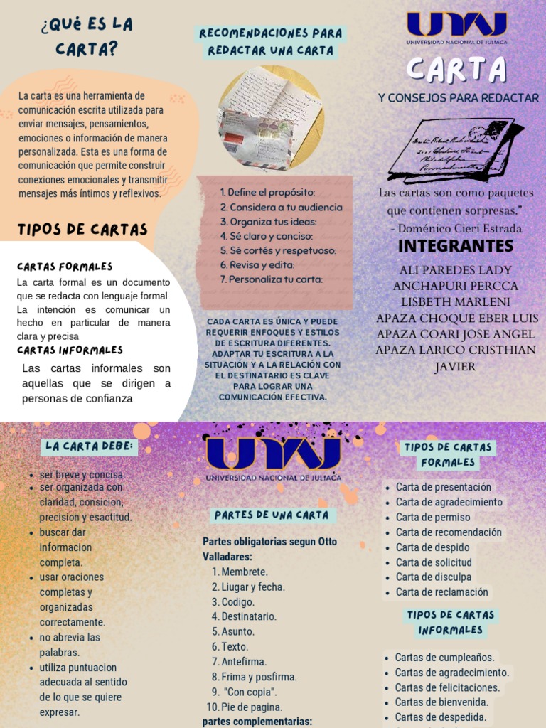 Triptico de La "CARTA" | PDF | Comunicación | Ciencia cognitiva