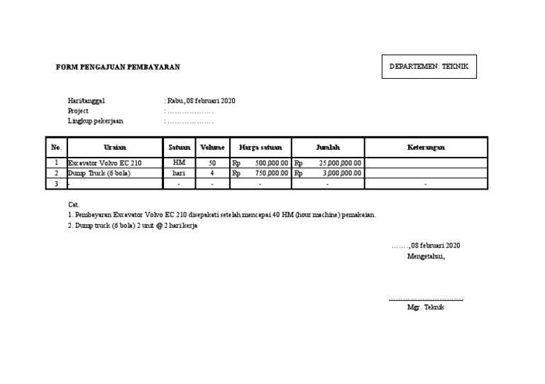 Form Pengajuan Pembayaran | PDF