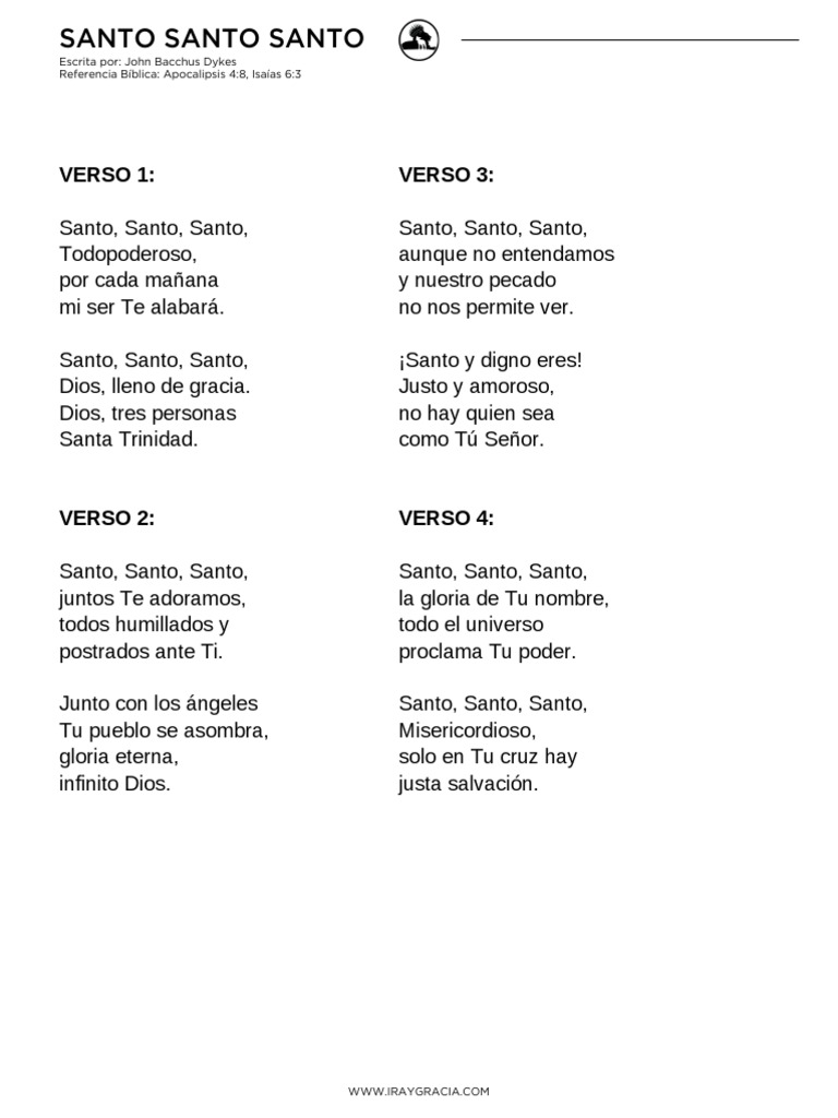 Letra del himno "Santo, Santo, Santo" | PDF | Religión y espiritualidad