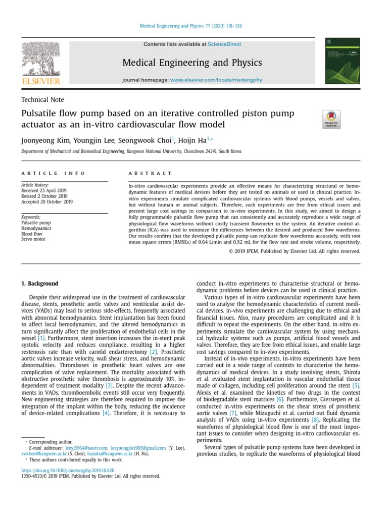 Pulsatile Flow Pump Based On An Iterative Controlled Piston Pump | PDF ...