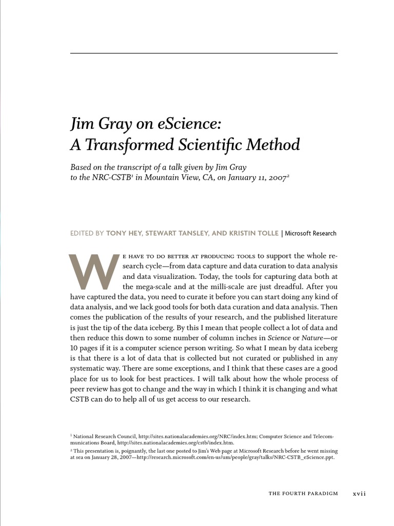 9. GRAY - Jim Gray on eScience. A Transformed Scientific Method | PDF ...