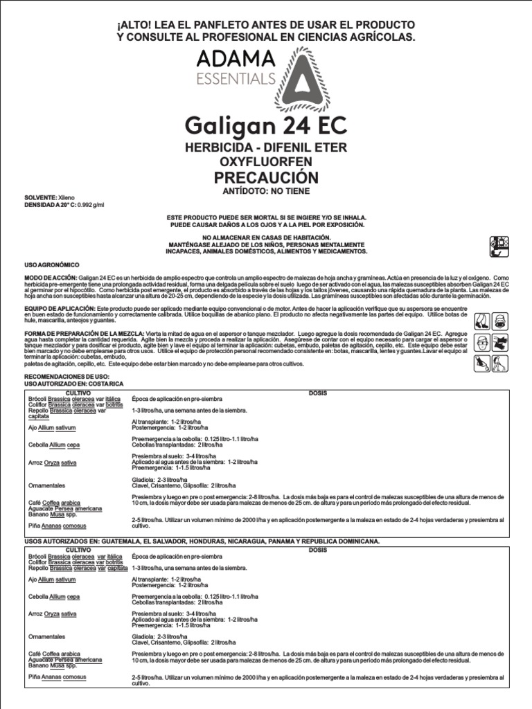 Galigan 24 EC (IS) X Panfl GT, CR, HN, NI, PA, RD | PDF | Agua ...