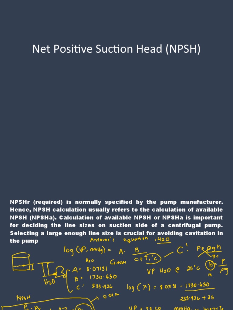 NPSH Calculation for Centrifugal Pumps | PDF | Technology & Engineering