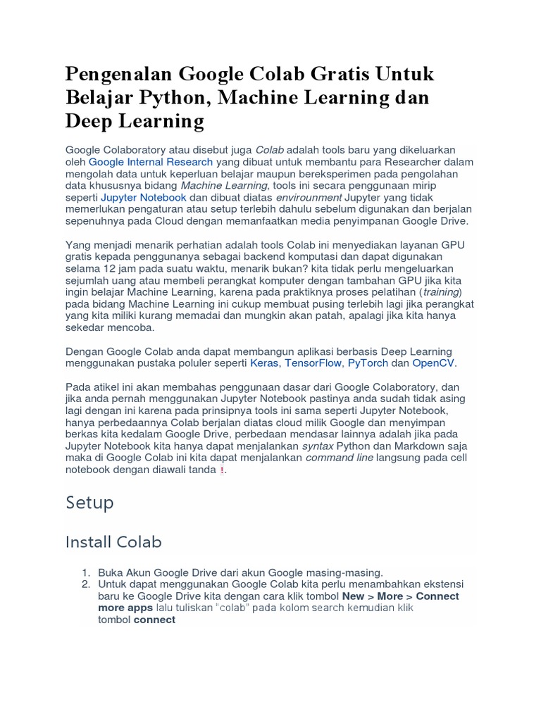 Pengenalan Google Colab Gratis Untuk Belajar Python | PDF