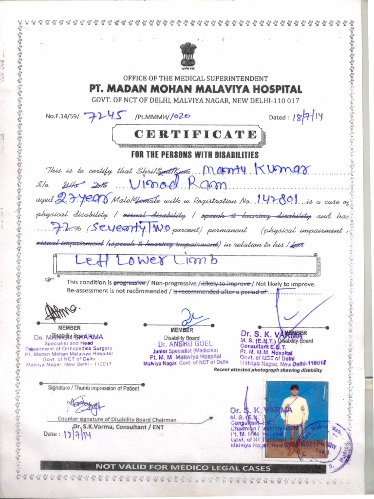 Handicape Certificate | PDF