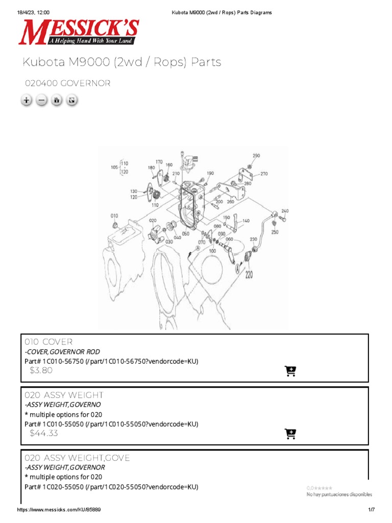 Kubota M9000 (2wd - Rops) Parts Diagrams 2 | PDF | Mechanical ...