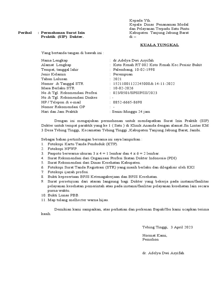 Surat Izin Praktik Dokter (Sip) | PDF
