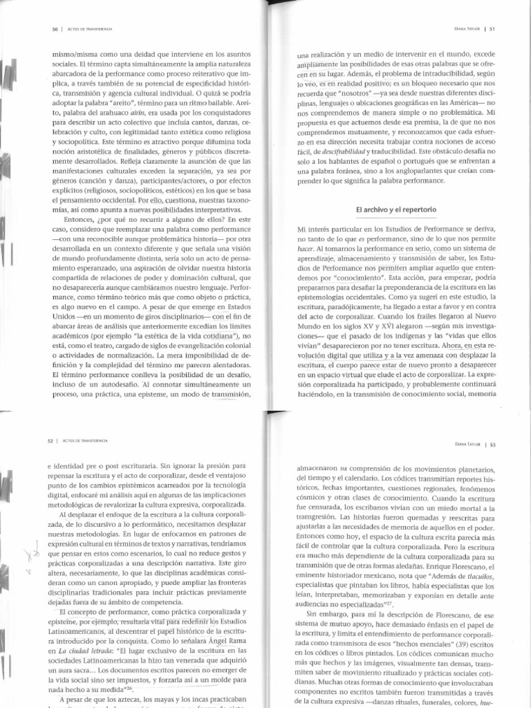 Taylor, D. El Archivo y El Repertorio | PDF