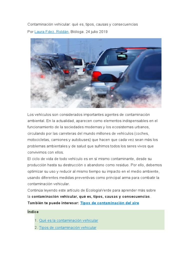 Contaminación Vehicular | PDF | Contaminación | La contaminación del aire