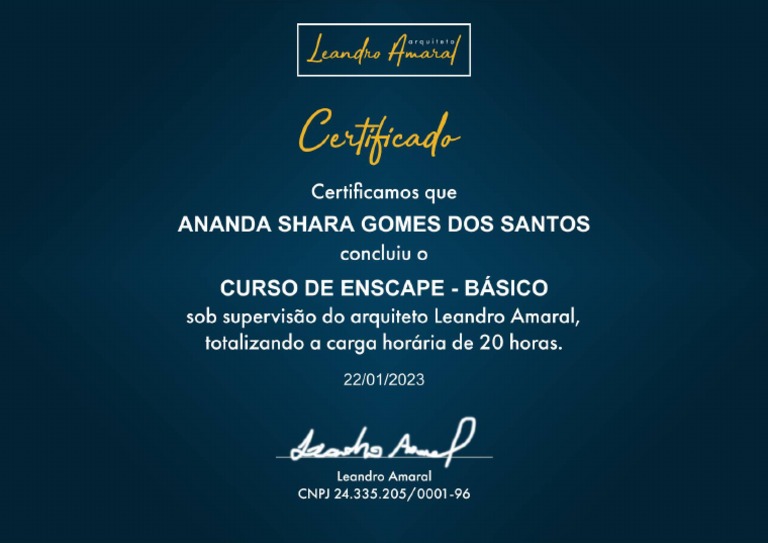 Certificado Enscape Ananda | PDF