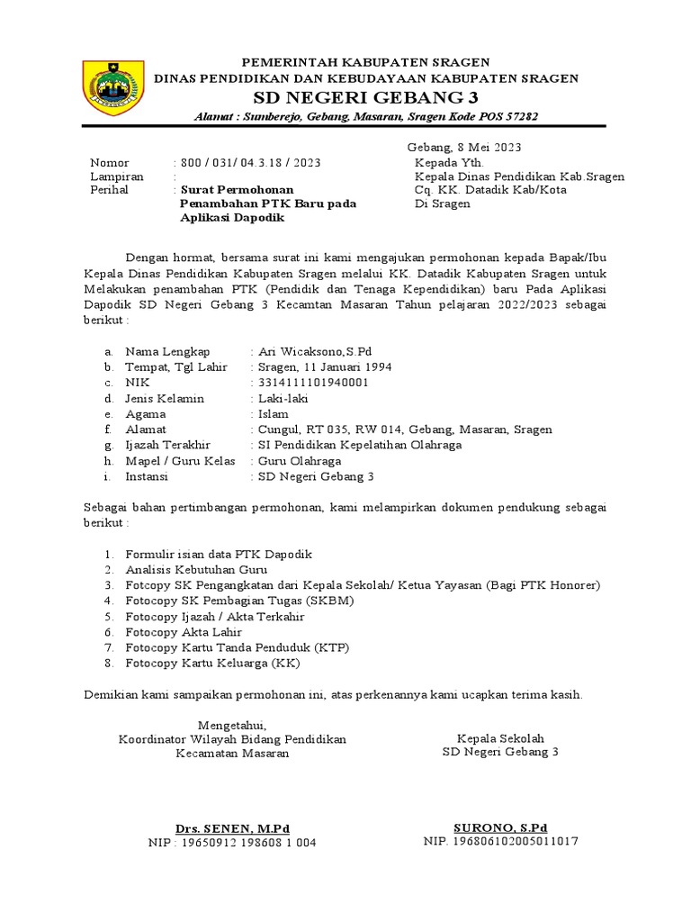 USULAN PTK Tahun 2021 | PDF