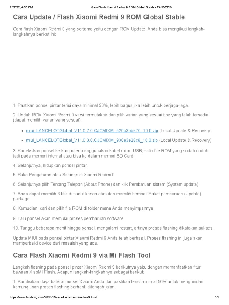 Cara Flash Xiaomi Redmi 9 dengan Mudah | PDF | Bisnis | Komputer