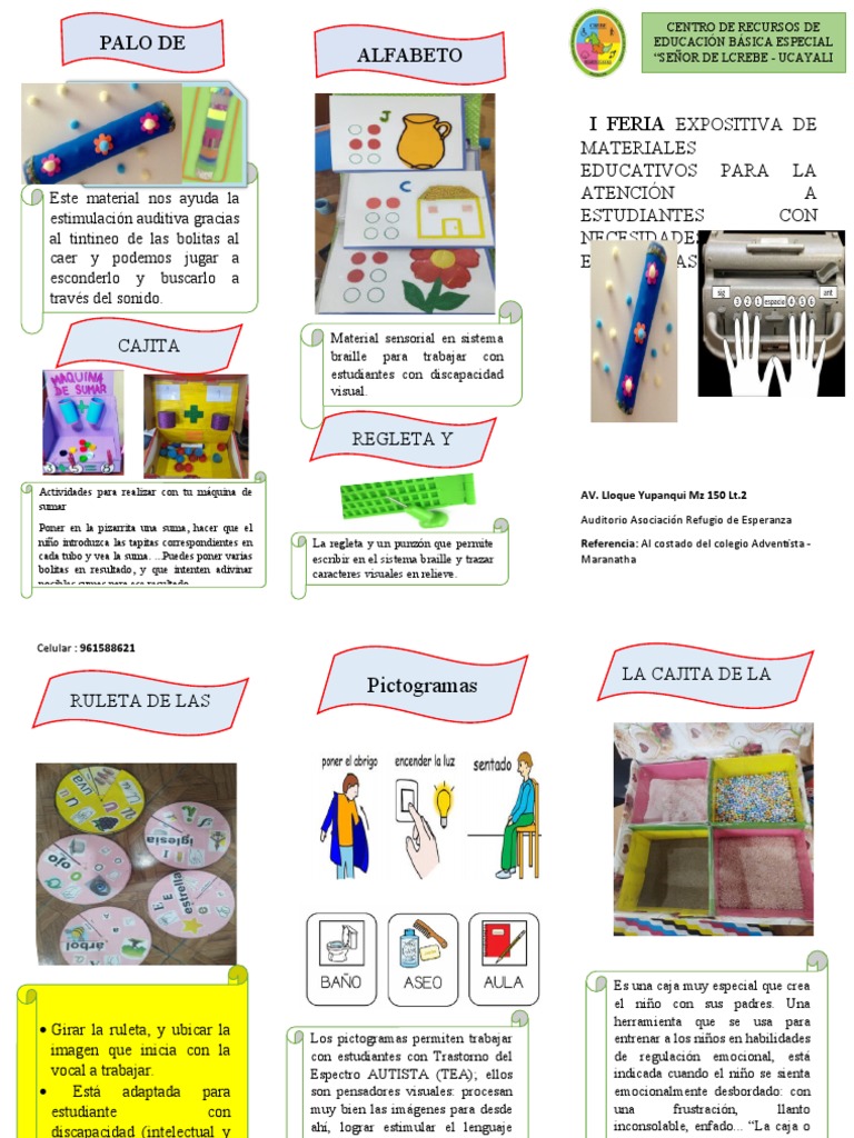 Triptico Materiales Educativos de Crebe Ucayali | PDF | Cognición | Ciencia cognitiva