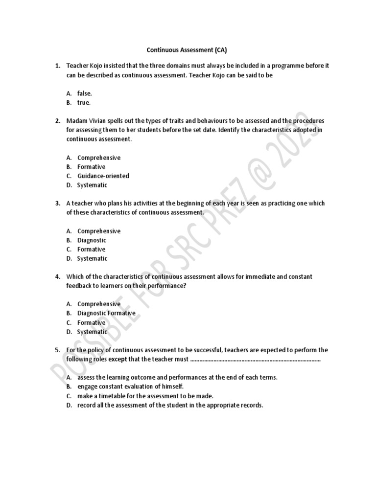 EPS 311 Continuous Assessment Pasco | PDF | Educational Assessment | Learning