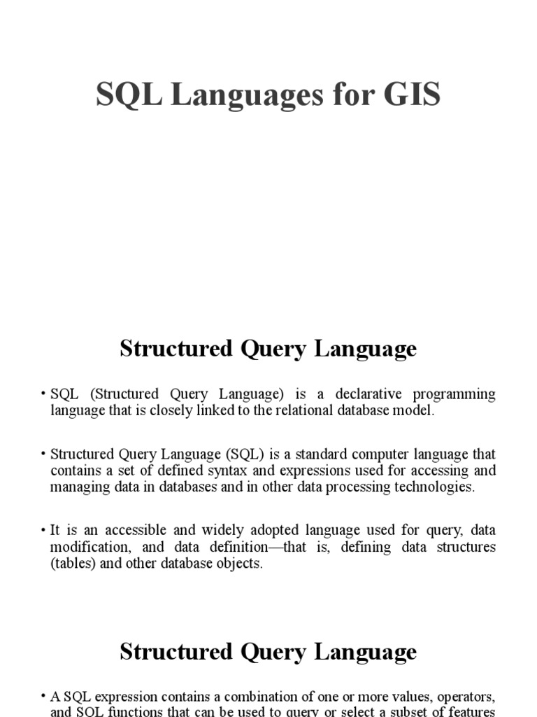 SQL Languages For GIS | PDF