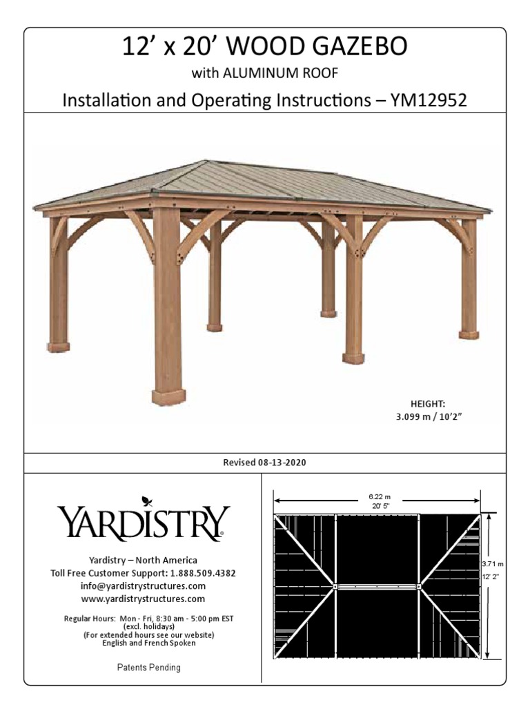 12x20 Yardistry Gazebo Installation Guide Pdf Screw Building