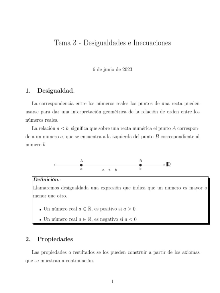 Desigualdades e Inecuaciones Matemáticas | PDF | Desigualdad ...