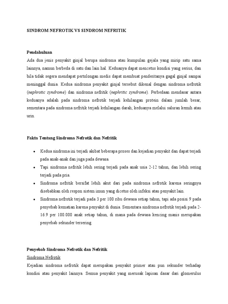Perbandingan Sindrom Nefrotik dan Nefritik | PDF | Sains & Matematika
