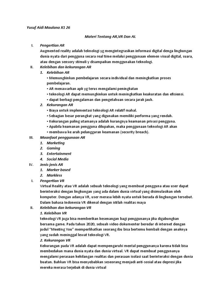 Teknologi AR, VR, dan AI: Panduan Singkat | PDF | Komputer | Teknologi & Rekayasa