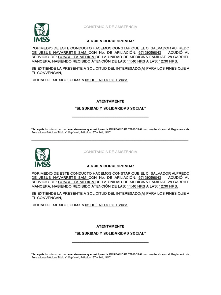 Constancia Imss | PDF