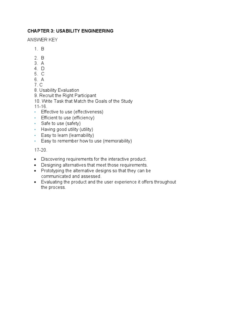 Chapter 3 Answer Key Hci | PDF