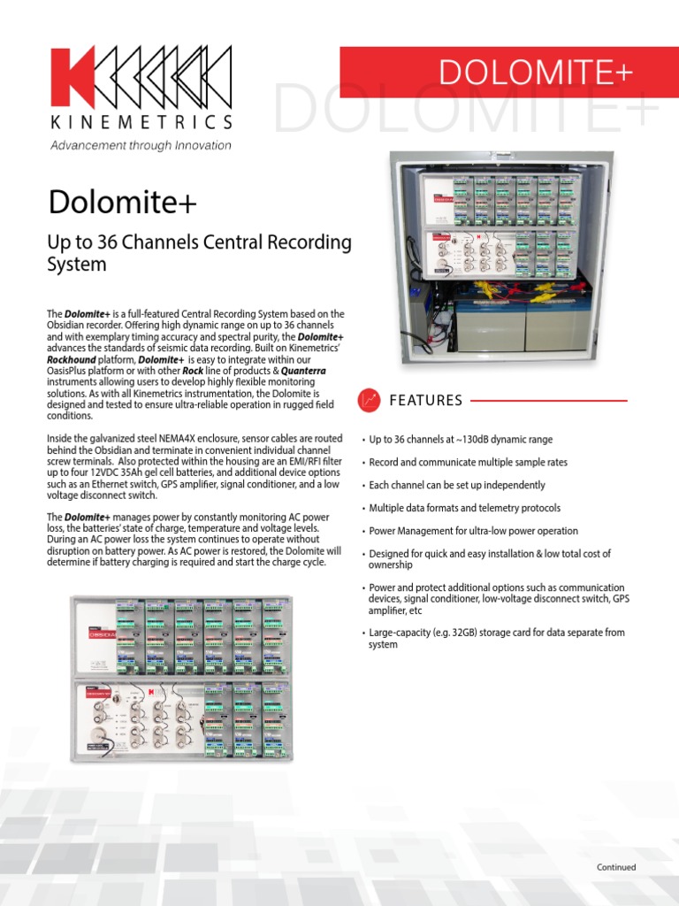 Datasheet Dolomite 36 Channel Central Recording System Digital Recorder ...