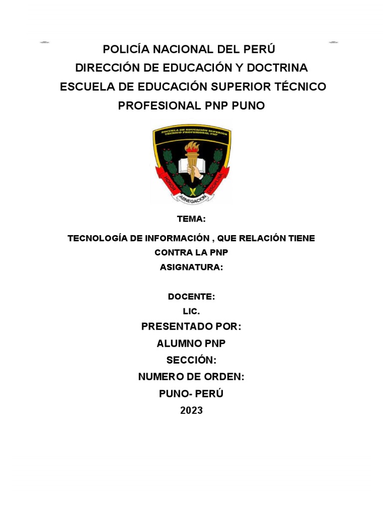 TICs y Modernización en la PNP | PDF | Tecnología de información y ...