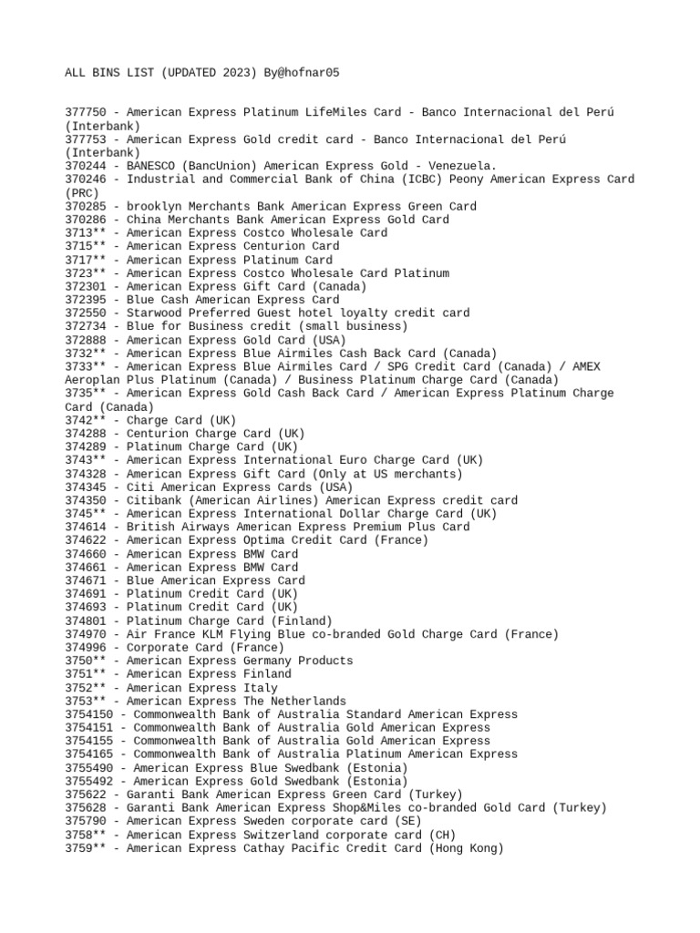 All Bin List Check 2023 | PDF | Debit Card | American Express