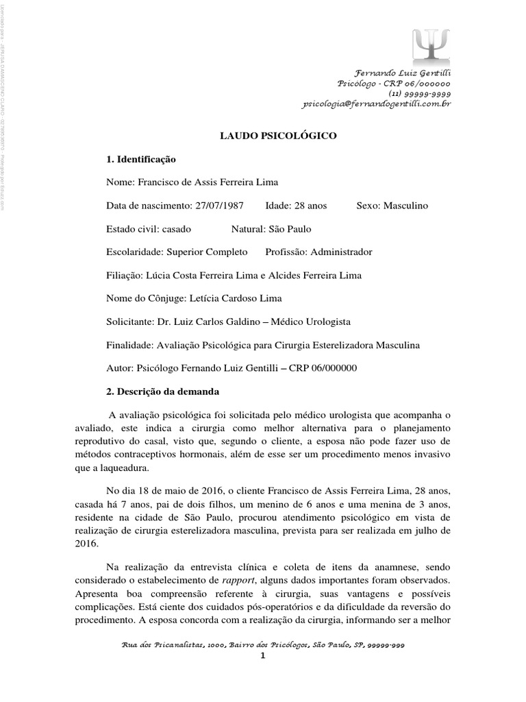 Modelo De Laudo Psicologico Pdf Images And Icons