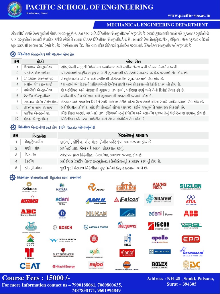 Role of mechanical engineer flyer with admission (1) | PDF