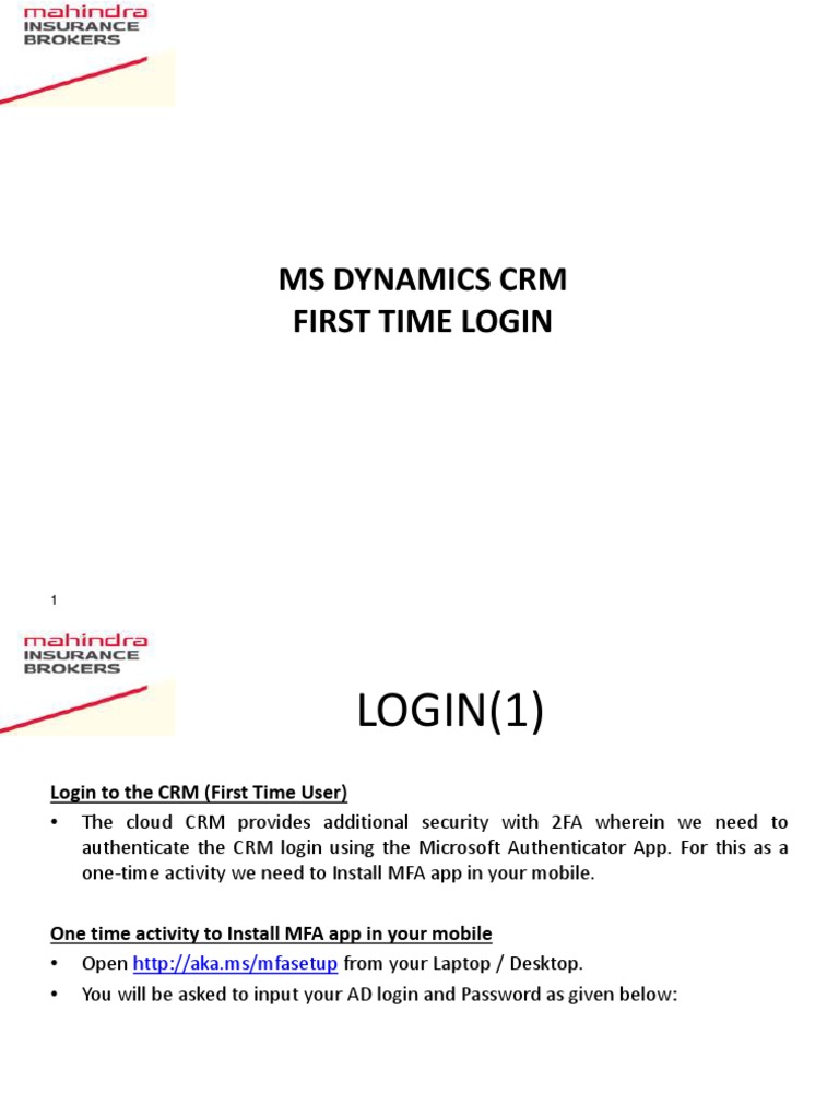 First Time Login Guidelines in CRM | Download Free PDF | Mobile App | Login
