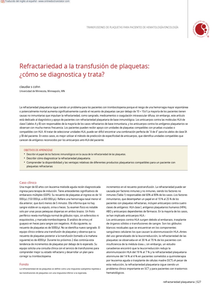 Platelet Transfusion Refractoriness How Do I.en - Es | PDF | Antígeno ...