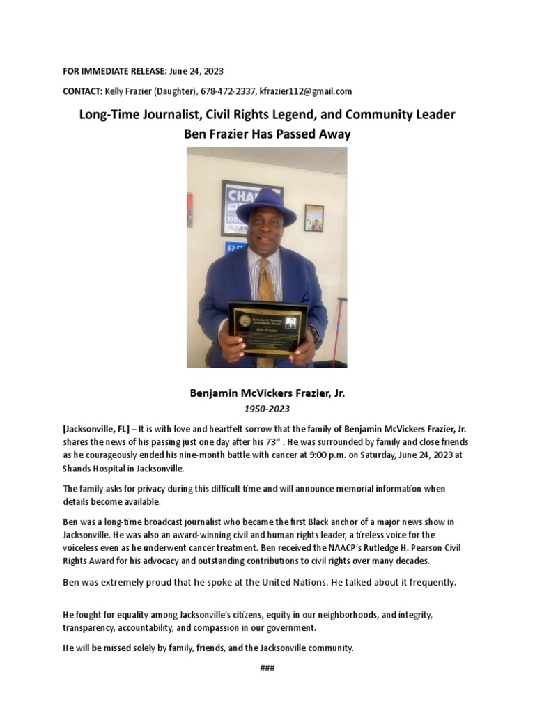 Ben Frazier: Remembering a Civil Rights Icon | PDF | Social Science