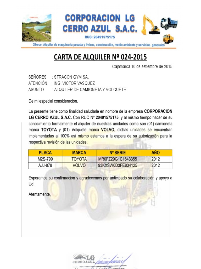 CARTA DE ALQUILER Nº 024 | PDF