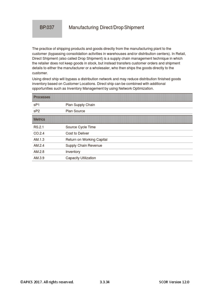Apics SCOR v.12-600 | PDF