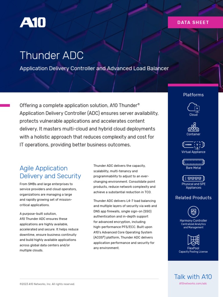 A10 Ds Thunder Adc | PDF | Load Balancing (Computing) | Cloud Computing