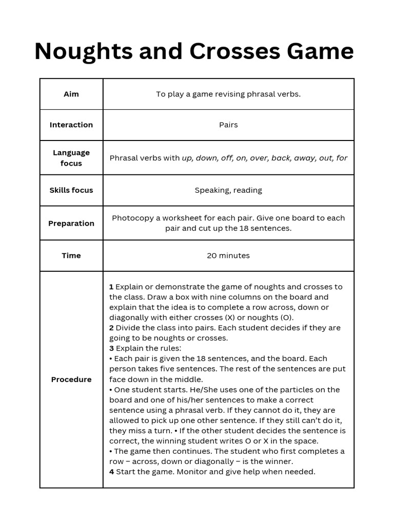 Noughts and Crosses Game Rules | PDF
