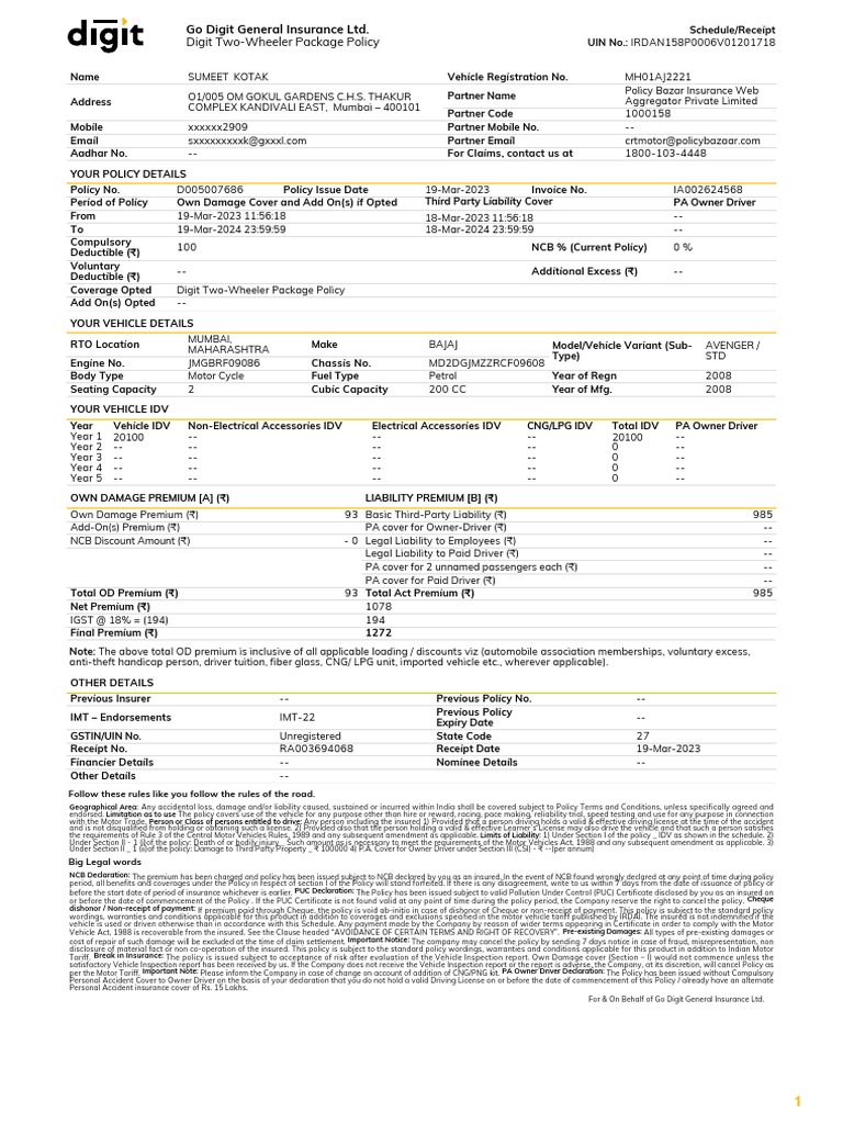 Bike Ins | PDF | Insurance | Liability Insurance