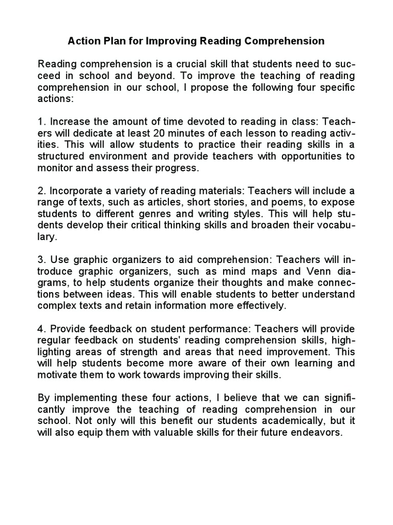Action Plan For Improving Reading Comprehension | PDF