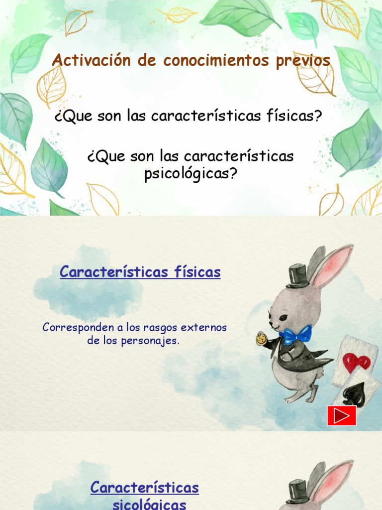 Activación de Conocimientos Previos Caract. Fisicas y Psic. 6 Basico | PDF
