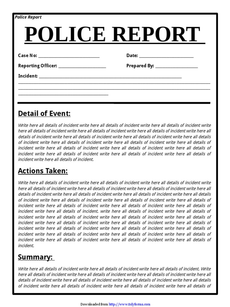 Police Report Template | PDF