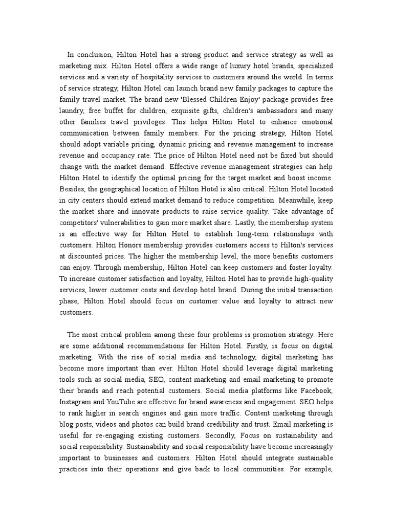 Conclusion For Hilton Hotel | PDF | Customer Relationship Management ...
