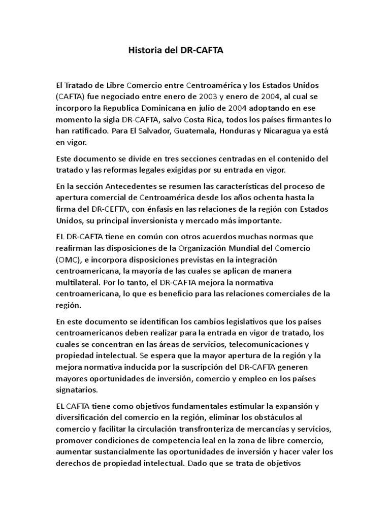Aporte Del Trabajo Final, Historia de Rd-Cafta | PDF | Comercio | El ...