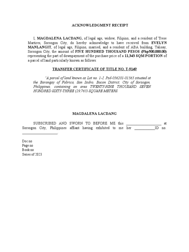 Acknowledgment Receipt | PDF