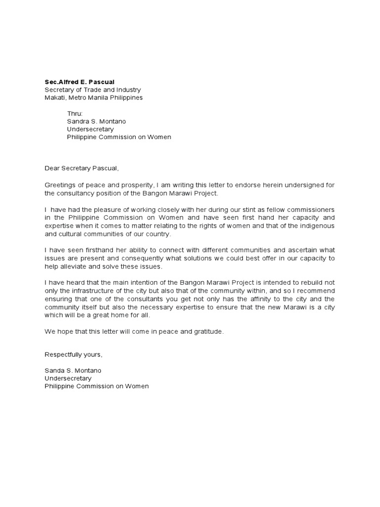 Letter of Reccomendation Usec - Montano | PDF