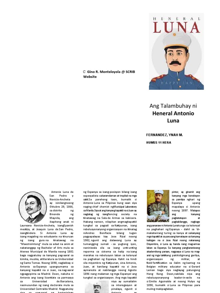 ANG TALAMBUHAY NI HENERAL ANTONIO LUNA | PDF