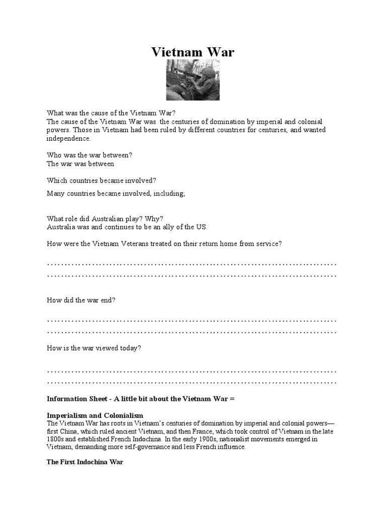 Vietnam War - info and fact finding sheet | PDF | Vietnam War | Ngo ...