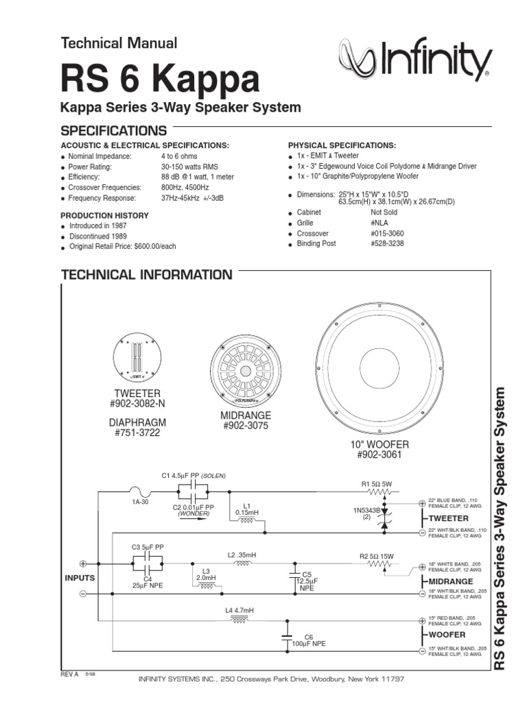 Kappa 6 Technical Sheet | PDF | Loudspeaker | Electronics