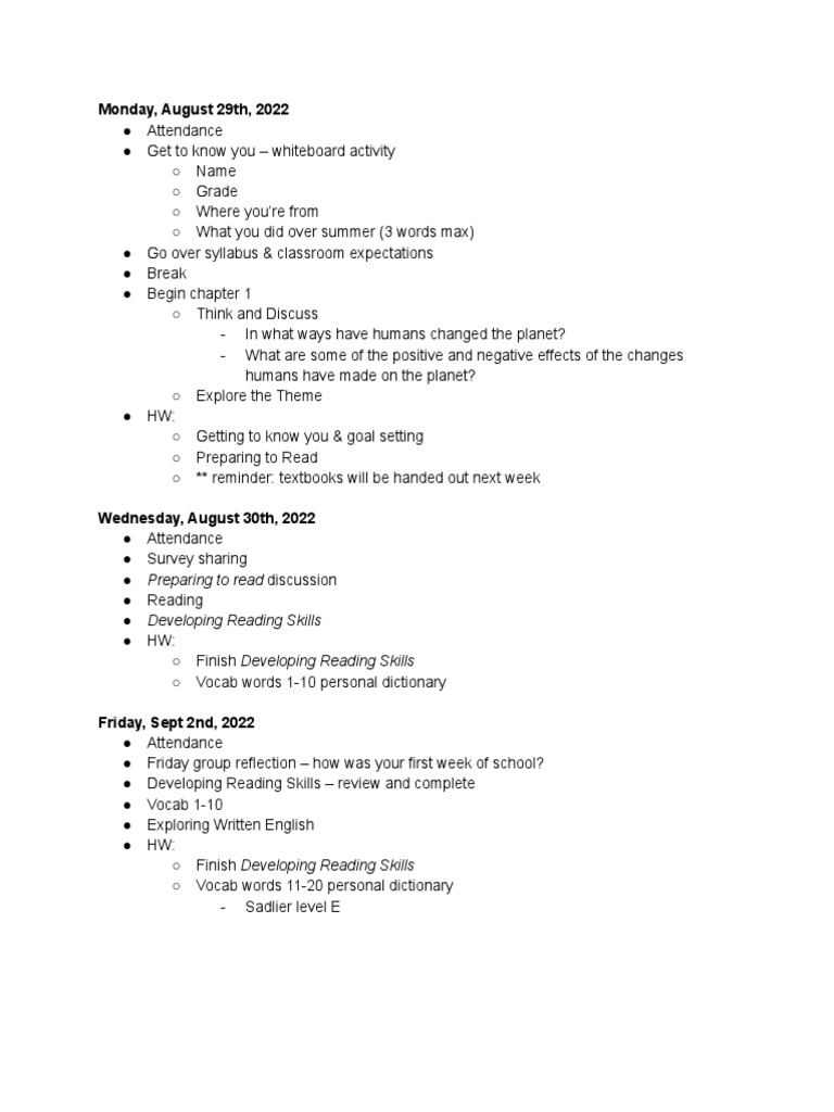 Eng4UC1 - Lesson Plan Fall 2022 | PDF | Learning Eng4UC1 - Lesson Plan Fall 2022 | PDF | Learning